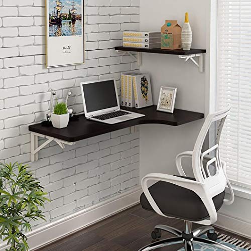 Wall-Mounted Drop-Leaf Table, Solid Wood Children Table,Home Office Table Desk Workstation Computer Desk, Trestle Desk