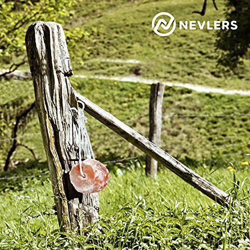 Nevlers 3 Pack Himalayan Salt Lick on Ropes for Animals - All Natural Pure Mineral Block - Himalayan Salt Block for Deer , Salt Block for Horses , Cows, and Other Livestock - 4.5-6 lbs Each