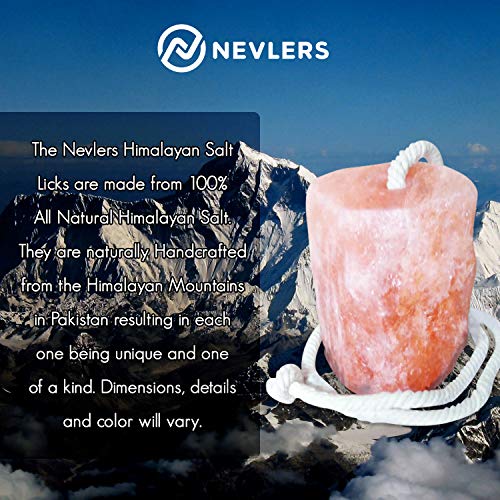 Nevlers 3 Pack Himalayan Salt Lick on Ropes for Animals - All Natural Pure Mineral Block - Himalayan Salt Block for Deer , Salt Block for Horses , Cows, and Other Livestock - 4.5-6 lbs Each