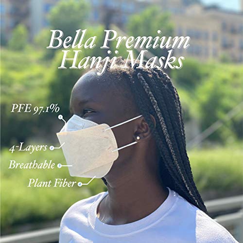 [Made in Korea] Bella Premium Hanji Mask (50, Light Beige): Filter Efficiency ≥ 97%, 4-Layer Breathable Quality 3D Mask with Adjustable Nose Strip