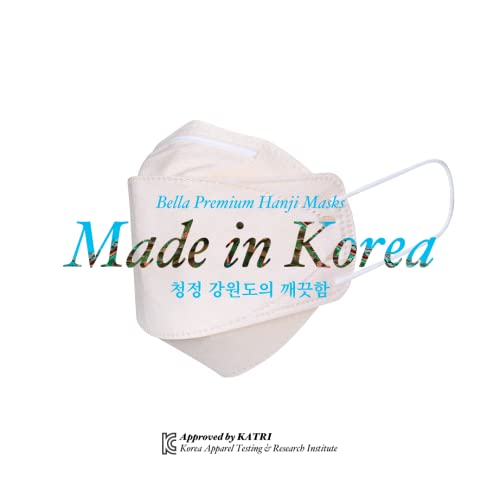 [Made in Korea] Bella Premium Hanji Mask (50, Light Beige): Filter Efficiency ≥ 97%, 4-Layer Breathable Quality 3D Mask with Adjustable Nose Strip