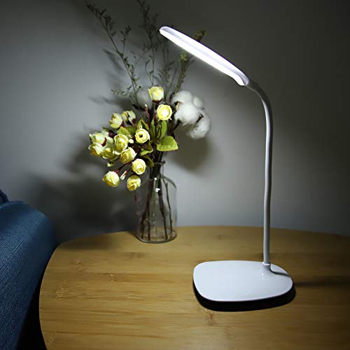 Haofy LED Desk Lamp with Flexible Gooseneck, USB Table Lamp with 3 Level Brightness Bedside Reading Light Touch Switch Dimmable Reading Studying Light