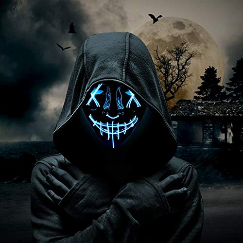 Halloween Scary Mask LED Mask LED Purge Mask [3PACK] LED Light Up Mask EL Wire Light Up for Festival Cosplay Halloween Costume Halloween Festival Party.