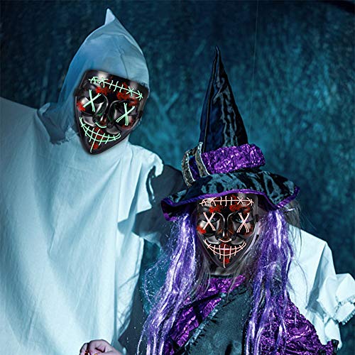 Halloween Scary Mask LED Mask LED Purge Mask [3PACK] LED Light Up Mask EL Wire Light Up for Festival Cosplay Halloween Costume Halloween Festival Party.