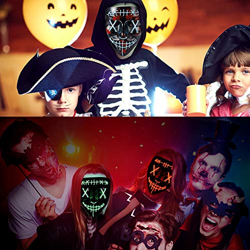 Halloween Scary Mask LED Mask LED Purge Mask [3PACK] LED Light Up Mask EL Wire Light Up for Festival Cosplay Halloween Costume Halloween Festival Party.