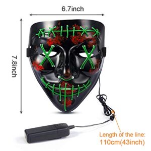 Halloween Scary Mask LED Mask LED Purge Mask [3PACK] LED Light Up Mask EL Wire Light Up for Festival Cosplay Halloween Costume Halloween Festival Party.