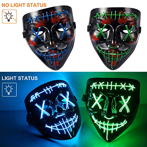 Halloween Scary Mask LED Mask LED Purge Mask [3PACK] LED Light Up Mask EL Wire Light Up for Festival Cosplay Halloween Costume Halloween Festival Party.