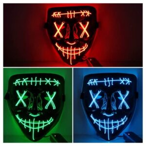 Halloween Scary Mask LED Mask LED Purge Mask [3PACK] LED Light Up Mask EL Wire Light Up for Festival Cosplay Halloween Costume Halloween Festival Party.