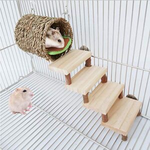 hamster chew toys,guinea pig wooden molar toys wooden stair and drill pipe set safe climbing protect teeth health for golden silk bear totoro hamster guinea pig gerbil etc