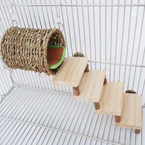 Hamster Chew Toys,Guinea Pig Wooden Molar Toys Wooden Stair and Drill Pipe Set Safe Climbing Protect Teeth Health for Golden Silk Bear Totoro Hamster Guinea Pig Gerbil Etc