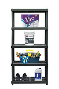 juggernaut storage plastic shelving, 36" width x 72" height x 18" depth, black (rs3618-5blk)