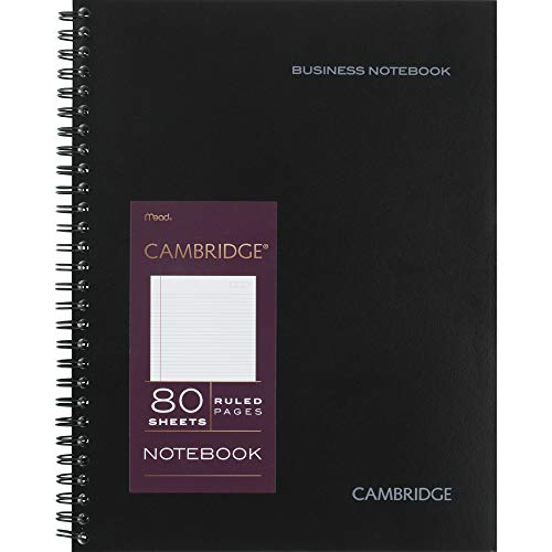 Cambridge Limited Professional Spiral Notebook NEW BUSINESS ADDITION, Legal Ruled Lines, 6-5/8" X 9-1/2" Page Size, 80 Sheets, Wirebound Office Journal & Notebook for Women & Men, Black (CAM10-402)