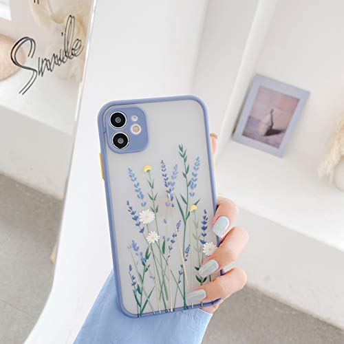 Ownest Compatible with iPhone XR Case for Clear Frosted PC Back 3D Floral Girls Woman and Soft TPU Bumper Protective Silicone Slim Shockproof Case for iPhone XR-Purple Lavender