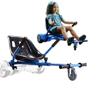 hoverboard seat attachment go-kart fits 6.5”/ 8”/ 10” hoverboards, hover cart for kids & adults, accessory for self balancing scooter (blue)