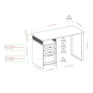 Walker Edison Modern Metal and Wood 3 Drawer Writing Desk Home Office Workstation Small, 48 Inch, Rustic Oak