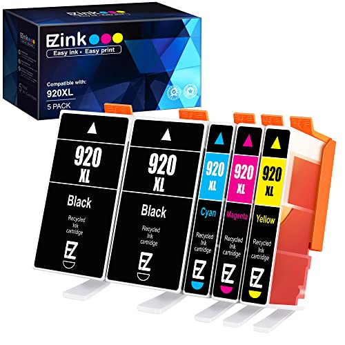 E-Z Ink (TM Compatible Ink Cartridge Replacement for HP 920XL 920 for use with Officejet 6500 6500A 6000 7000 7500 7500A E709 Printer Tray (2 Black, 1 Cyan, 1 Magenta, 1 Yellow, 5 Pack)