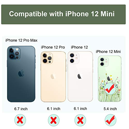 Unov Case Compatible with iPhone 12 Mini Case Clear with Design Slim Protective Soft TPU Bumper Embossed Pattern 5.4 Inch (Flower Bouquet)