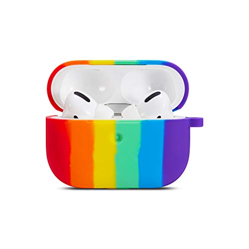 Airpods Pro Case, kpurple 3D Cute Rainbow Airpods Pro Cover Soft Silicone Rechargeable Headphone Cases,AirPods Pro Case Protective Silicone Cover for Apple Airpods Pro Charging Case (Rainbow)