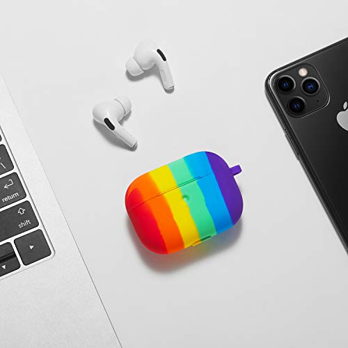 Airpods Pro Case, kpurple 3D Cute Rainbow Airpods Pro Cover Soft Silicone Rechargeable Headphone Cases,AirPods Pro Case Protective Silicone Cover for Apple Airpods Pro Charging Case (Rainbow)