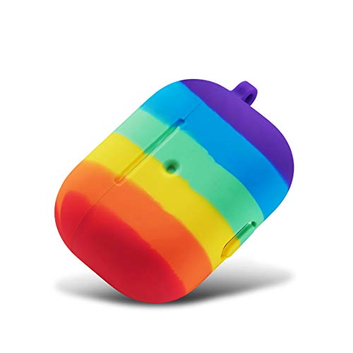 Airpods Pro Case, kpurple 3D Cute Rainbow Airpods Pro Cover Soft Silicone Rechargeable Headphone Cases,AirPods Pro Case Protective Silicone Cover for Apple Airpods Pro Charging Case (Rainbow)