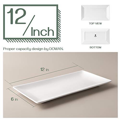 DOWAN 12" Rectangle Plates Set of 4 & 14" Serving Platter Set of 3