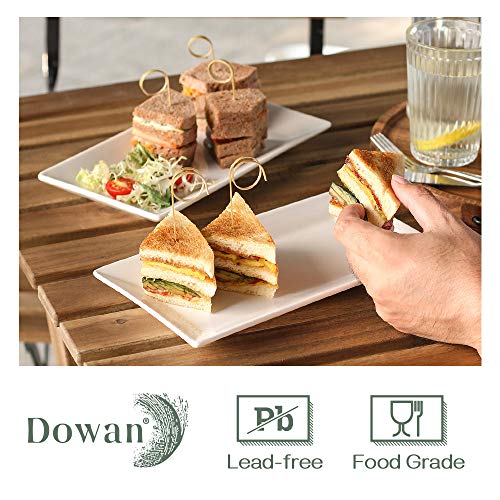 DOWAN 12" Rectangle Plates Set of 4 & 14" Serving Platter Set of 3