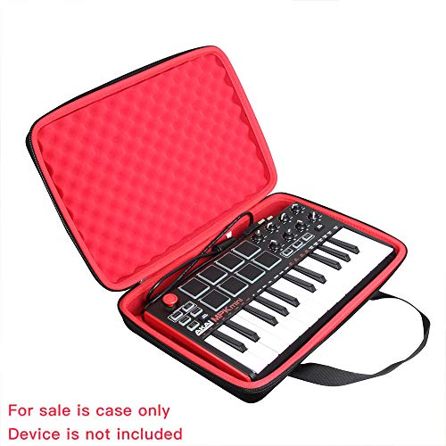 Hermitshell Hard Travel Case for Akai Professional MPK Mini MKII 25-Key Portable USB MIDI Keyboard (Black+Red)