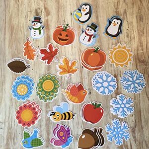 96 Pack - Spring, Fall, Winter Bulletin Board Classroom Decorations - Laminated