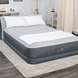 SLEEPLUX Queen Air Mattress with Headboard | Supersoft Snugable Top, Extra Durable Tough Guard | Raised Airbed with Built in Pump + USB Charger (90"x60"x29") Grey