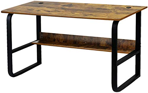 Jerry & Maggie - Computer Desk Home Office Desk Personal Work Station Desktop Cable Accessory Book Shelf Design Reading Writing Studying 55'' - Rustic Wood Tone