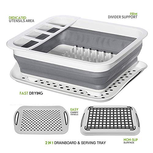 Inovare Designs Collapsible Dish Drying Rack & Drainboard Set - Ideal for RVs, Campers, Kitchens, Compact Spaces - Easy Storage & Cleaning - Kitchen Organizer & Storage Essential