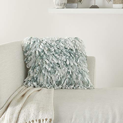 Mina Victory Life Styles Ribbon Loops Seafoam 20" X 20" Throw Pillow