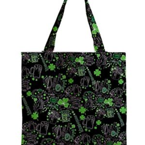 CowCow Reusable Mini Grocery Tote Bag Shamrock Black & Green St Patrick Beer Zipper Grocery Tote Bag