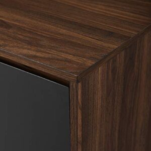 Walker Edison Modern Rectangle Sideboard with Record Player Storage-Entryway Serving Storage Cabinet Doors-Dining Room Console, 30 Inch, Black and Dark Walnut