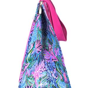 Lilly Pulitzer Insulated Market Shopper Bag Large Capacity, Oversize Reusable Grocery Tote with Thermal Insulated Interior, Bringing Mermaid Back