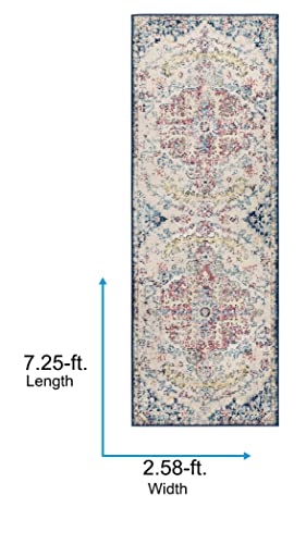 Artistic Weavers Odelia Vintage Bohemian Runner Area Rug,2'7" x 7'3",Garnet/Navy