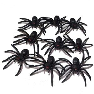 Wendy Mall 20Pcs Black Plastic Fake Spider Toys Funny Prank Lifelike Props for Halloween Party House Decor (S)