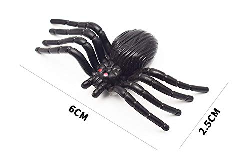 Wendy Mall 20Pcs Black Plastic Fake Spider Toys Funny Prank Lifelike Props for Halloween Party House Decor (S)