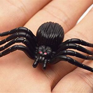 Wendy Mall 20Pcs Black Plastic Fake Spider Toys Funny Prank Lifelike Props for Halloween Party House Decor (S)