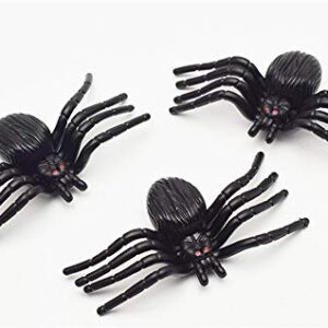 Wendy Mall 20Pcs Black Plastic Fake Spider Toys Funny Prank Lifelike Props for Halloween Party House Decor (S)