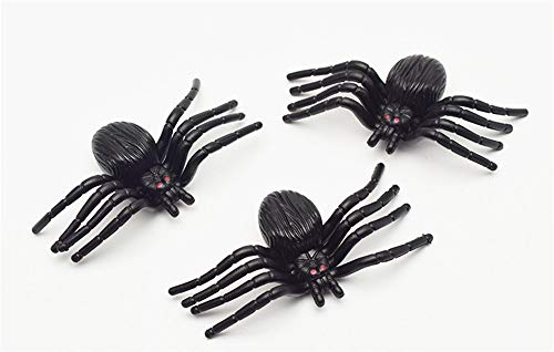 Wendy Mall 20Pcs Black Plastic Fake Spider Toys Funny Prank Lifelike Props for Halloween Party House Decor (S)