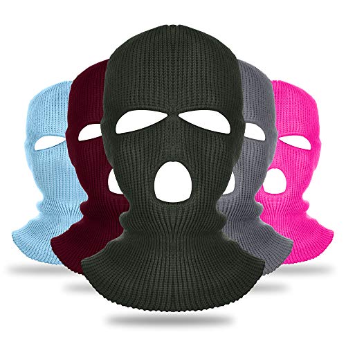 3 Colors New 3 Hole Full Face Cover Helmet Warm Soft Motorcycle Helmet Winter Knit Hat Ski Neck Gaiter Army Tactical Neck Gaiter Full Face Cap,Set2