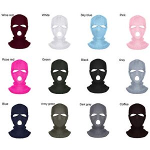 3 Colors New 3 Hole Full Face Cover Helmet Warm Soft Motorcycle Helmet Winter Knit Hat Ski Neck Gaiter Army Tactical Neck Gaiter Full Face Cap,Set2