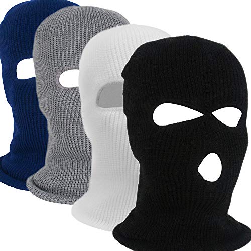 3 Colors New 3 Hole Full Face Cover Helmet Warm Soft Motorcycle Helmet Winter Knit Hat Ski Neck Gaiter Army Tactical Neck Gaiter Full Face Cap,Set2