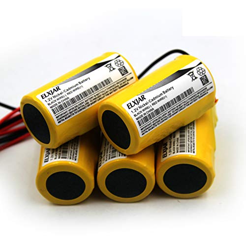 elxjar (5-Pack) 1.2V 1200mAh ELB-1P201NB Ni-CD Battery Replacement for Lithonia ELB0320, ELB1P201N2 ELB1P2901N ELB1210N ELB1P201N Exit Sign Emergency Light