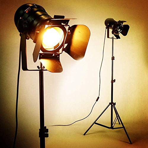 YUANKANG Vintage Industrial Black Retro Tripod Adjustable Floor lamp Parking Light,5 Meter Cable with Foot Switch Parking Light Tripod gooseneck for Living Room Bedroom Office bar Lighting (Pack of 2)