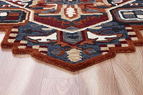 Lr Home Bold Southwestern Summer Cabin Medallion Shape Rug, 7' x 7'