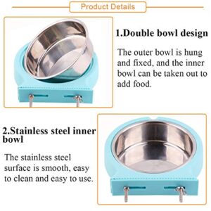 kahson Crate Dog Bowl, Removable Stainless Steel Food & Water Bowls Hanging Pet Cage Coop Cup for Puppy Cat Birds Rabbits(2 Pack)