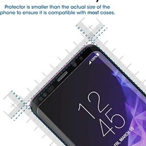 (2 Packs) Galaxy S9 Screen Protector Anti-Scratch, HD Clear, Case Friendly 3D Curved Protective Tempered Glass Compatible Samsung Galaxy S9