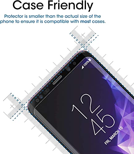 (2 Packs) Galaxy S9 Screen Protector Anti-Scratch, HD Clear, Case Friendly 3D Curved Protective Tempered Glass Compatible Samsung Galaxy S9